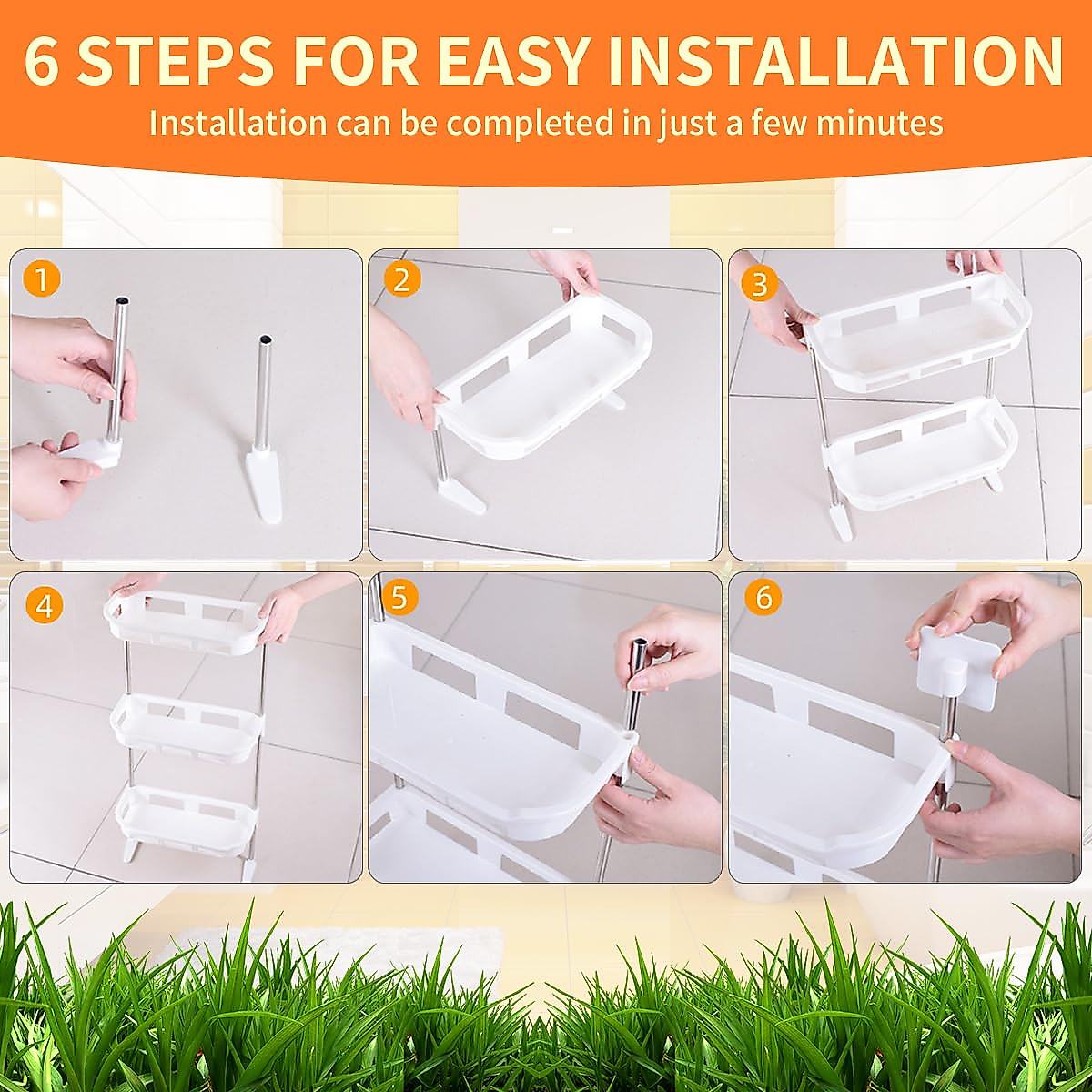 Gesura Over Toilet Storage Rack Self Adhesive Toilet Shelf Bathroom Organizer Shelf Above Toilet Shelf Bathroom Storage Bathroom Shelves Over Toilet Laundry Shelf Above Toilet Shelf, 3 Tier White