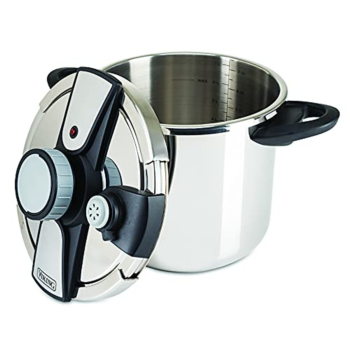 Viking Culinary 3-Ply Stainless Steel Pressure Cooker with Easy Clamp-Style Lock Lid, 8 Quart, Handwash Only, Works on All Cooktops including Induction