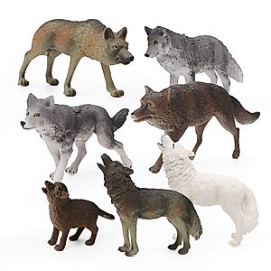 RESTCLOUD 7Pcs Wolf Toy Figurines Set Wolf Animals Figures (Wolf Set A)