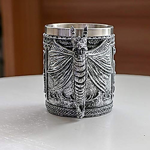 Medieval Roaring Dragon Mug - Dungeons and Dragons Beer Stein Tankard Drink Cup - 14oz Stainless Coffee Mug for GOT Dragon Lovers Collector - Ideal Novelty Gothic Father Day Gift Party Decoration