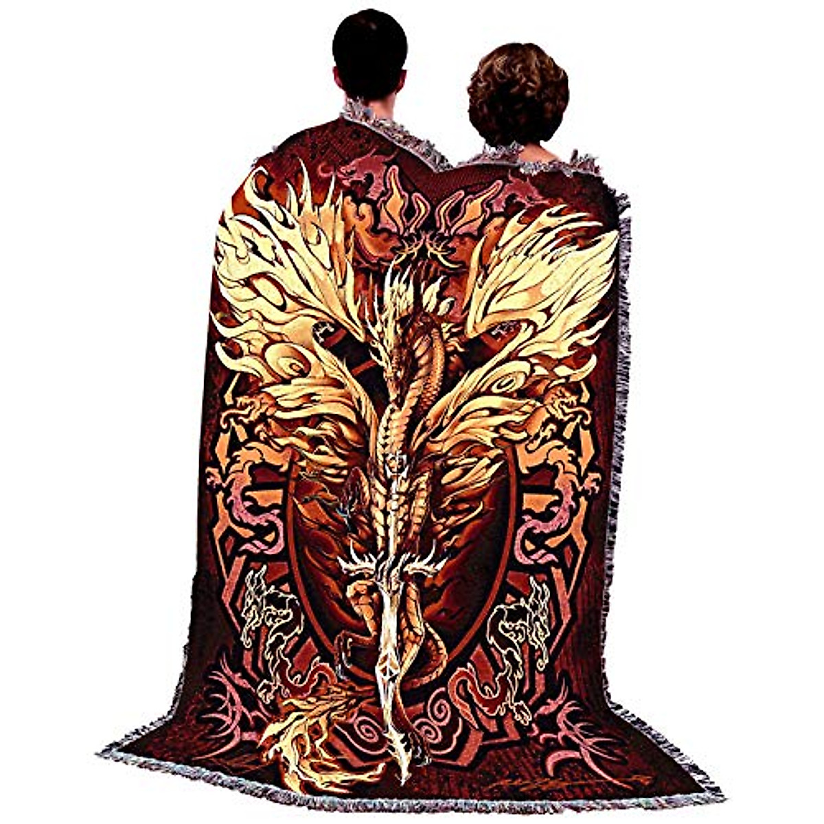 Pure Country Weavers Flame Blade Blanket by Ruth Thompson - Gift Fantasy Dragon Tapestry Throw Woven from Cotton - Made in The USA (72x54)