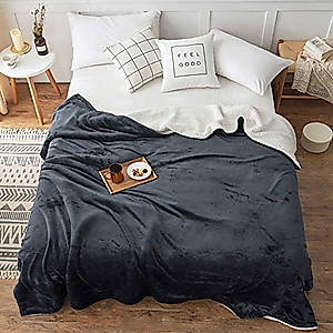 SONORO KATE Sherpa Fleece Blanket King Size - Luxurious Double Reversible Super Soft Thick Fuzzy Plush，Warm Cozy Fluffy Couch Throw Velvet King Blanket for Bed (King, Dark Grey)
