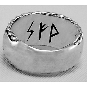 Sterling Silver Unisex Runescript Band Ring for Friendship Size 11