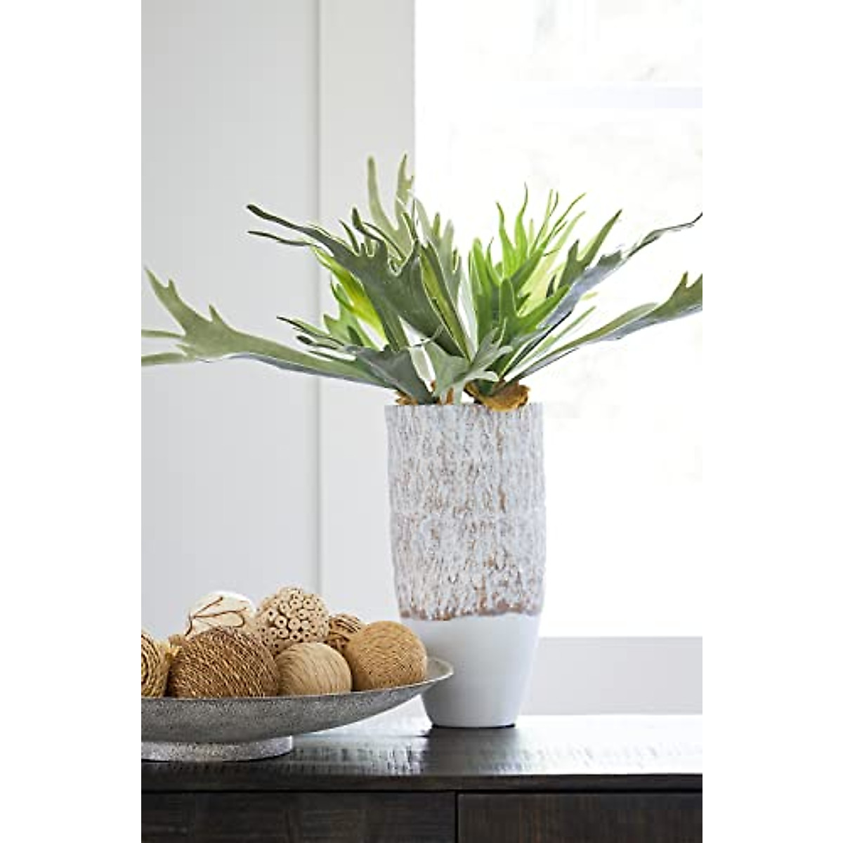 Signature Design by Ashley Hannalee Bohemian Textured Polyresin 13.75" Vase, White