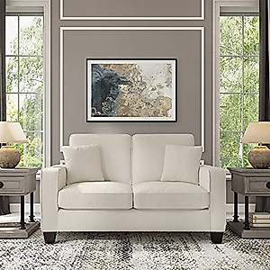 Bush Furniture Stockton Loveseat, 61W, Cream Herringbone