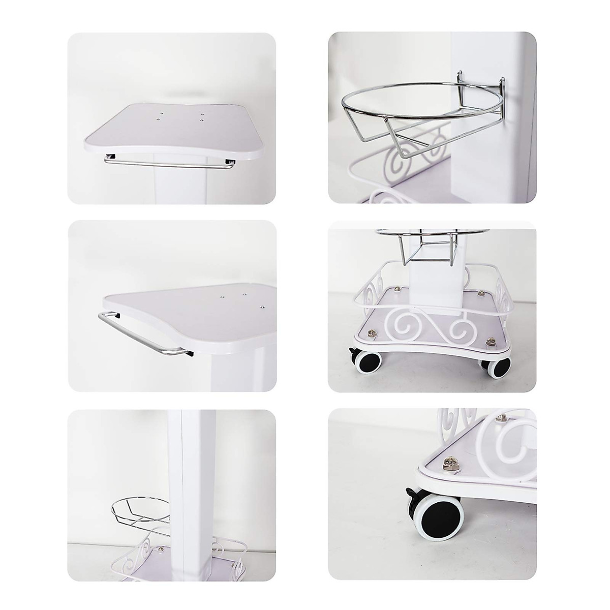 Beauty Salon Trolley Cart with Wheels and Large Storage Fence,Multil-Function Mobile Salon Spa Rolling Esthetician Cart Instrument Tray Hairdressing Service Cart Max Load 88lbs
