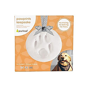 Pearhead DIY Pawprints Keepsake Kit for Dogs Or Cats, Christmas Ornament, Holiday Home Décor for Pet Lovers, Clay Paw Print Imprint, White