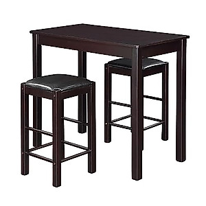 Uolfin Counter Height Dining Set for 2, Bar Table and Stools, Rubber Wood, 42" L × 22" D × 36" H
