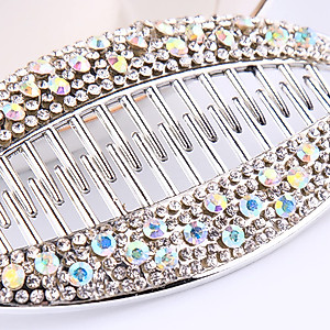 4 Pcs Faux Crystal Banana Hair Clip Banana Ponytail Holder Clip Rhinestone Banana Hair Barrettes Clincher Banana Combs for Women Grils