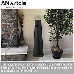 ANartcle Tower Fan Cover,Waterproof & Dustproof Cover for Portable Electric 40-42" Tower Fans,Outdoor or Indoor Standing Tower Fan Storage Cover,13" D x 13" W x 42" H,Black
