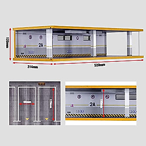 Giorkecl 1/32 Model Car Display Case，Model Car Parking Lot Garage，Display Case for Diecast Cars，6 Parking Space Acrylic Toy Garage with LED Light