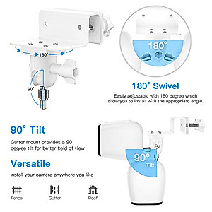 Gutter Mount for Arlo Ultra, Arlo Essential, Arlo Pro 3, Arlo Pro 4, Arlo HD, eufy Cam and Other Arlo Cameras (White, 2 Pack by OkeMeeo)