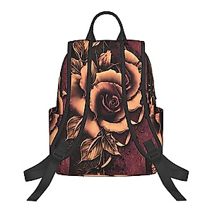 MARXAN Gothic Rose Printed Travel Laptop Backpack For Women Men,Business Waterproof Computer Backpack Bag Hiking Backpacks