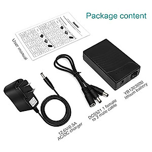 TalentCell Rechargeable 12V DC Output Lithium ion Battery Pack for LED Strip/Light/Panel/Amplifier and CCTV Camera with Charger, Multi-led Indicator Black (3000mAh)
