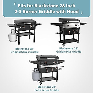 SHINESTAR Griddle Cover for Blackstone 28 Inch Griddle with Hood, Heavy Duty Waterproof 5483 Premium Flat Top Gas Grill Cover with Large Air Vent and Click-Close Straps, Black