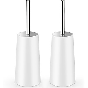 IXO Toilet Brush and Holder, 2 Pack Toilet Brush with 304 Stainless Steel Long Handle, Toilet Bowl Brush for Bathroom Toilet-Ergonomic, Elegant, Durable(Upgraded)