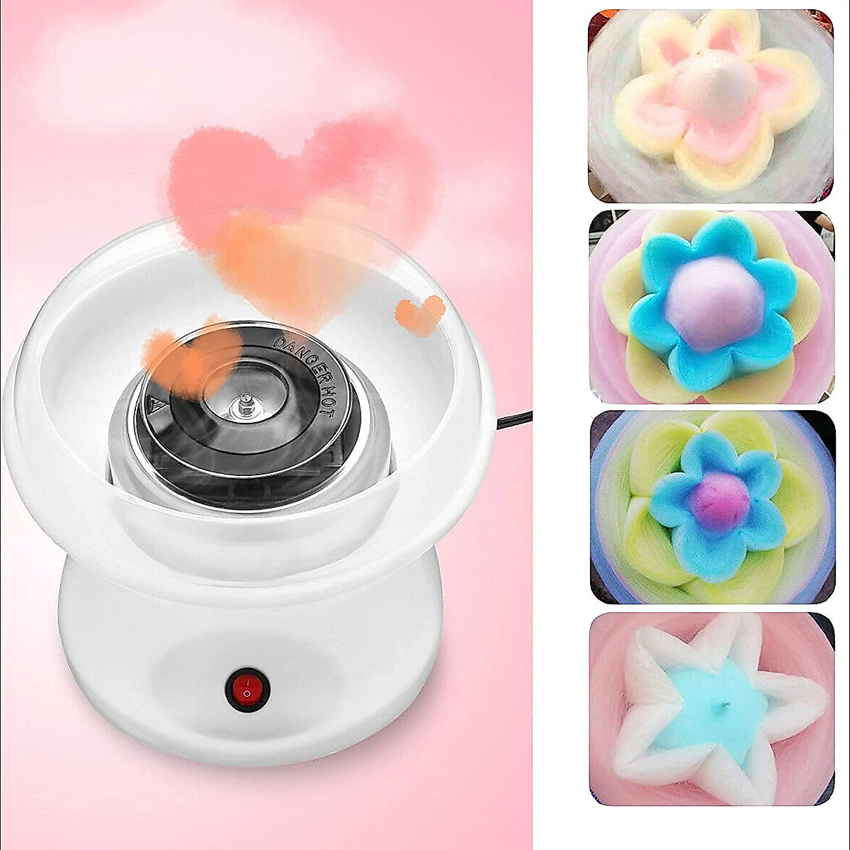 Cotton Candy Machine, Automatic Floss Maker Homemade Quick Heating Machine for Kids Parties, White