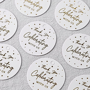 SallyFashion 120PCS Thank You Gift Tags, Round Gift Tags Paper Tags 2 Inch Circle Labels with String for Party Birthday