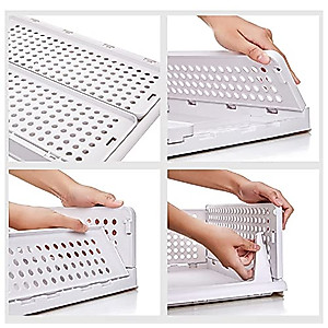 VANCORE Stackable Shelf Baskets Organizer Folding Wardrobe Closet Organizers, Pull Out Drawer Organizer Containers Storage Bin for Home Office Bedroom Laundry Room, Large x 4