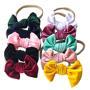 Song Qing Baby Girl Bows Nylon Headbands Elastics Hairbands for Baby Girls Newborn Infant Toddlers Kids