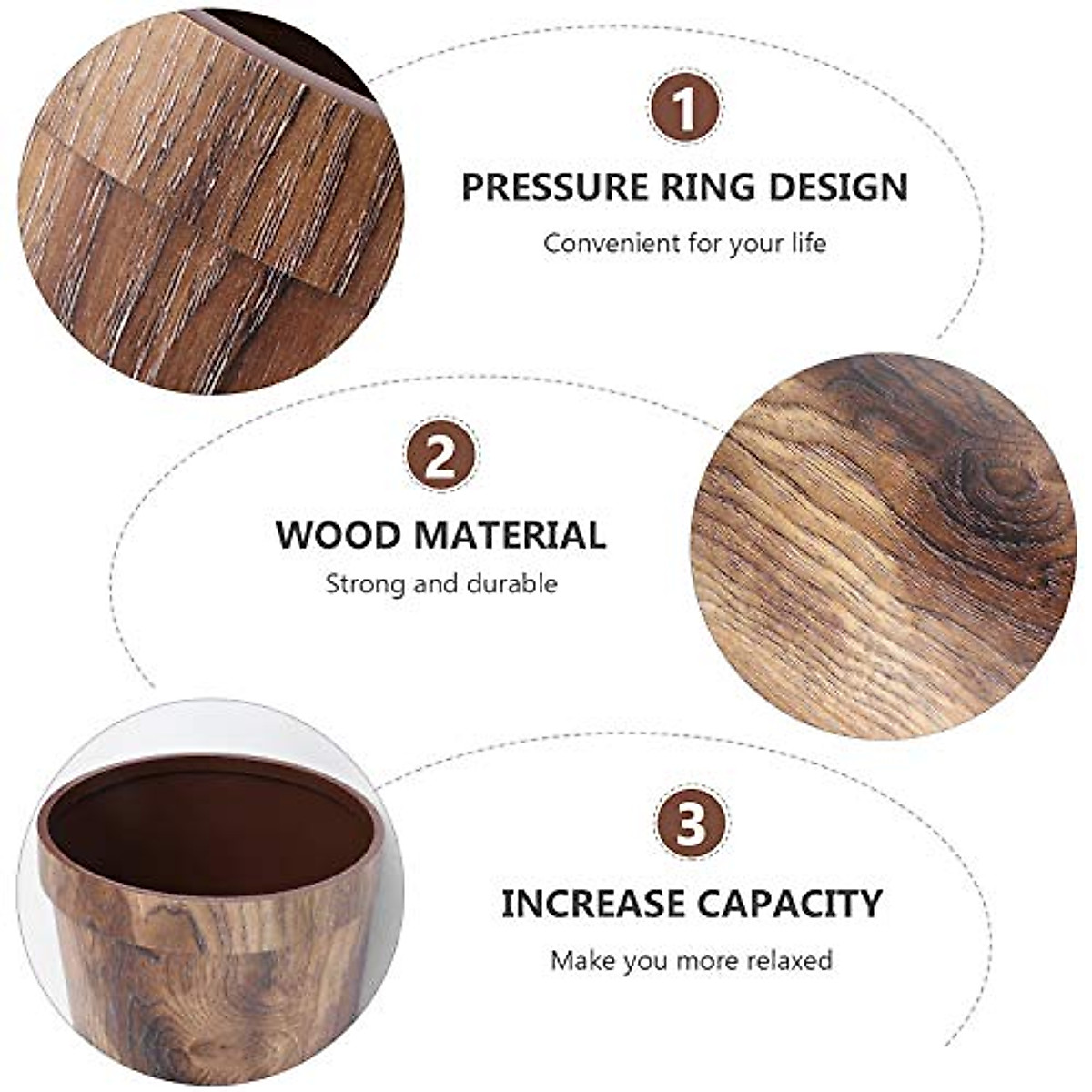 Veemoon for with Trash Room Kitchen Kitchenware Storage Bathroom Decorative College Living Wastebasket Wooden Gare Pattern Farmhouse Pail Cans Bamboo Waste Wood Plastic L Bag Dorm Garbage