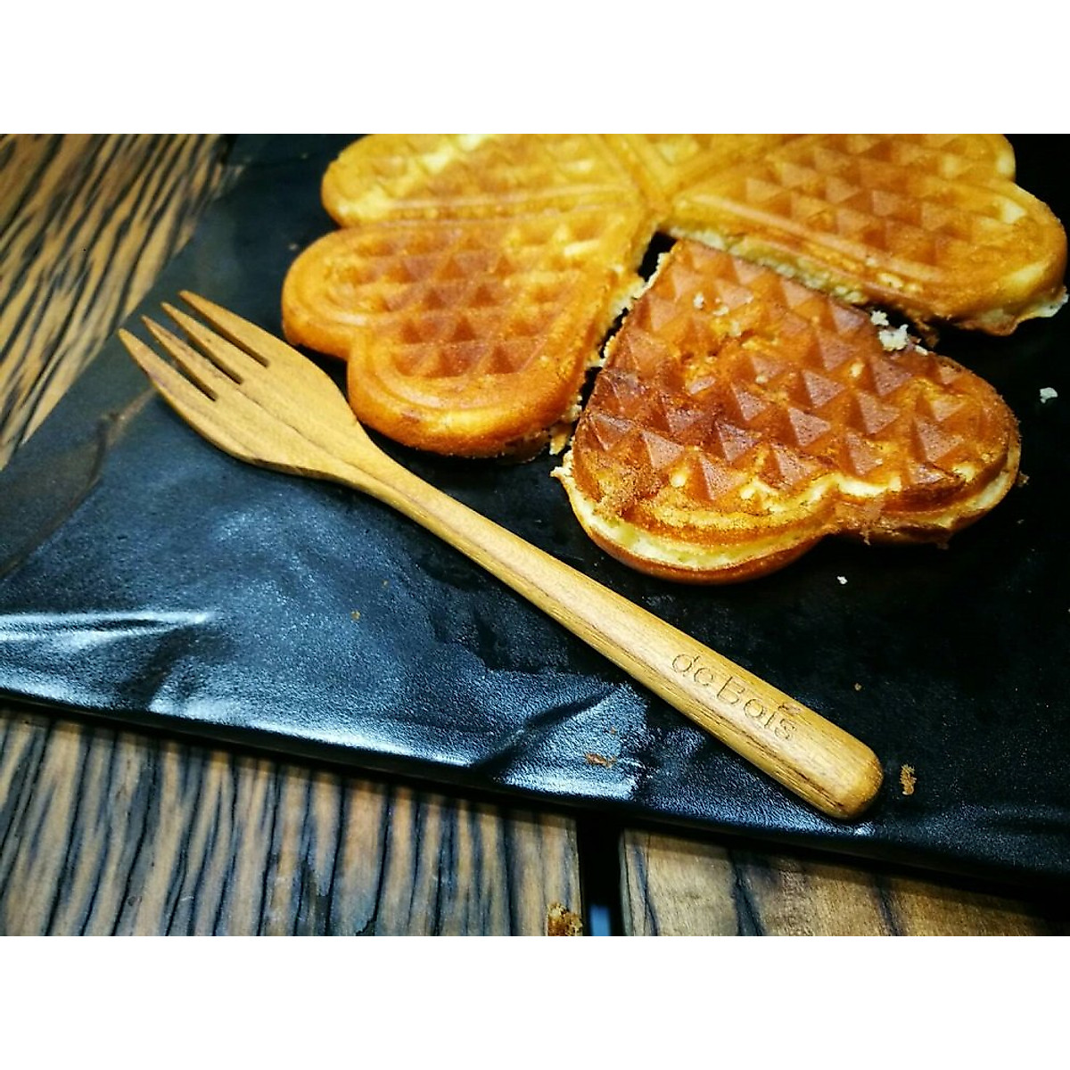 de Bois Dessert Spoon & Fork l Organic Teak l Spoon & Fork Dessert l Non Toxic Wooden Kitchen Utensils l Gift For Who Loved Healthy & Clean