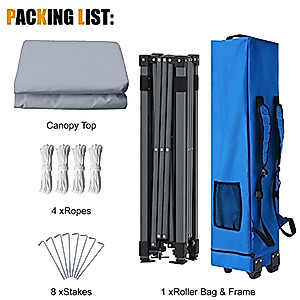 COOSHADE Compact Lightweight Backpack Canopy Sun Protection Pop-Up Shelter Slant Leg Beach Tent 8 x 8 ft Base / 6 x 6 ft Top(Grey)