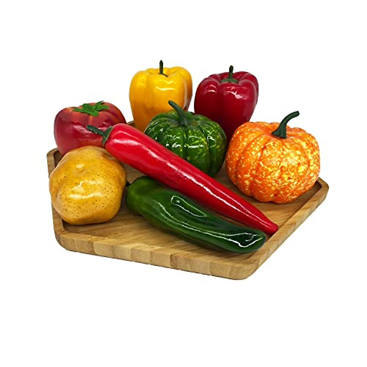 PAFREWOG Bamboo Serving Trays Charcuterie Platter 16.5"x11.8"（42x30cm with Handle, Set Includes 1xHexagon 12.5"(32cm)+1xSquare 7.8"(20cm)+1xSquare 5.9"(15cm) Small Plates for Family Dinner