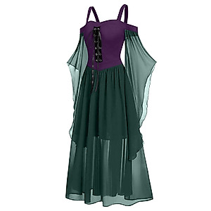 Renaissance Faire Costume Women Butterfly Sleeve Chest Braces Ren Faire Corset Little Red Riding Hood Costume Women Costume for Women Renaissance Accessories Women Black Gothic Dress（2-Navy,5X-Large）