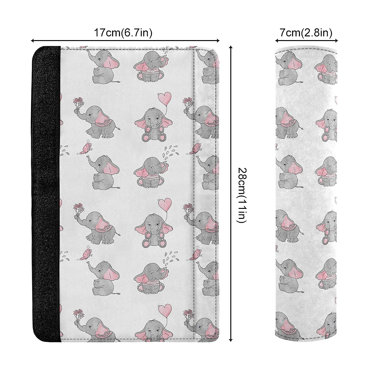 Cute Elephants Pink Butterflies Seamless On White 1 Piece Adjustable Car Seat Belt Pads Cover, Universal Car Seat Belt Shoulder Strap Covers, Car Seat Belt Cushions for Adults Kids