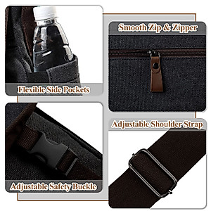 VASCHY Messenger Bag for Men, Canvas Water Resistant Briefcases 15.6in Laptop Bag Crossbody Satchel Computer Bags for Work Office Bag for Women Dark Gray