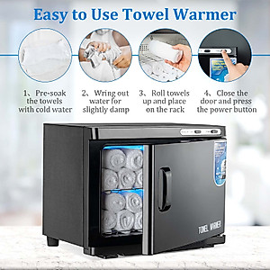 Hot Towel Warmer Cabinet with LED Light - JXSDLIY 23L Large Capacity Towel Cabinet for Bathroom 2-in-1 Professional Hot Towel Warmers for Facials SPA Massage Salon Heats Up Quick Towel Heater (black)