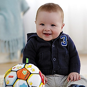 Fisher-Price Baby Learning Toy Laugh & Learn Singin’ Soccer Ball Musical Plush with Sounds & Phrases for Infants Ages 6+ Months