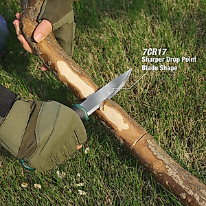FLISSA Survival Hunting Knife and Bushcraft Knife, with Sheath
