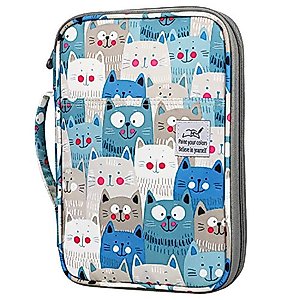 YOUSHARES 96 Slots Colored Pencil Case, Large Capacity Pencil Holder Pen Organizer Bag with Zipper for Prismacolor Watercolor Coloring Pencils, Gel Pens for Student & Artist (Big-Faced Cat)