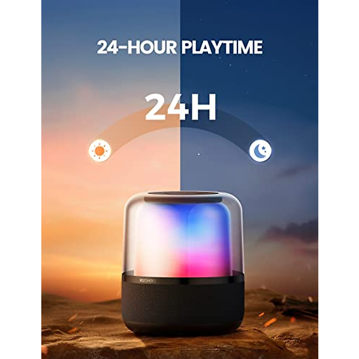 50W Subwoofer Bluetooth Speaker, Night Lights Speaker with Beat-Driven Light Show, True Wireless Stereo Pairing/Aux/TF Card, 24Hrs Playtime, Punchy Bass Loud for Party Home, Decoration Gift Lamp