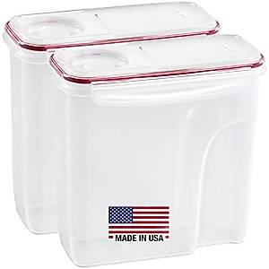 Cereal Containers Storage Dispenser Extra Large 1.5 Gallon (192 Oz) Keeps Fresh Cereal Airtight Lid Plastic, Dog or Cat Food Containers Family-Size Cereal Keeper, Dishwasher Safe - Made In USA - 2 Pack