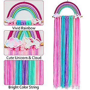 FIOBEE Rainbow Hair Bows Holder Organizer Unicorn Clips Storage Headband Holder Unicorn Wall Hanging Home Décor for Baby Girls Room
