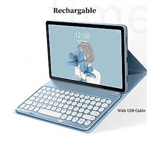 Keyboard Case for Lenovo Tab M10 Plus 3rd Gen 2022 Release, Round Keys Detachable Wireless Bluetooth Keyboard Case for (Model: TB125FU / TB128FU / TB128XU), Teal