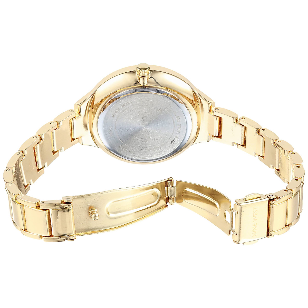 Nine West Women Japanese Quartz Dress Watch with Metal Strap, Gold, 12 (Model: NW/2336GNGB)