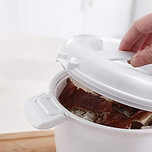 Perezy Microwave Rice Cooker Multifunction Small Lunch Container Microwave Cooker Cookware for Microwave Oven 17.5x21x14cm