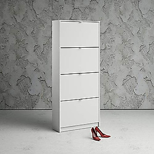Tvilum Bright 4 Drawer Shoe Cabinet, White