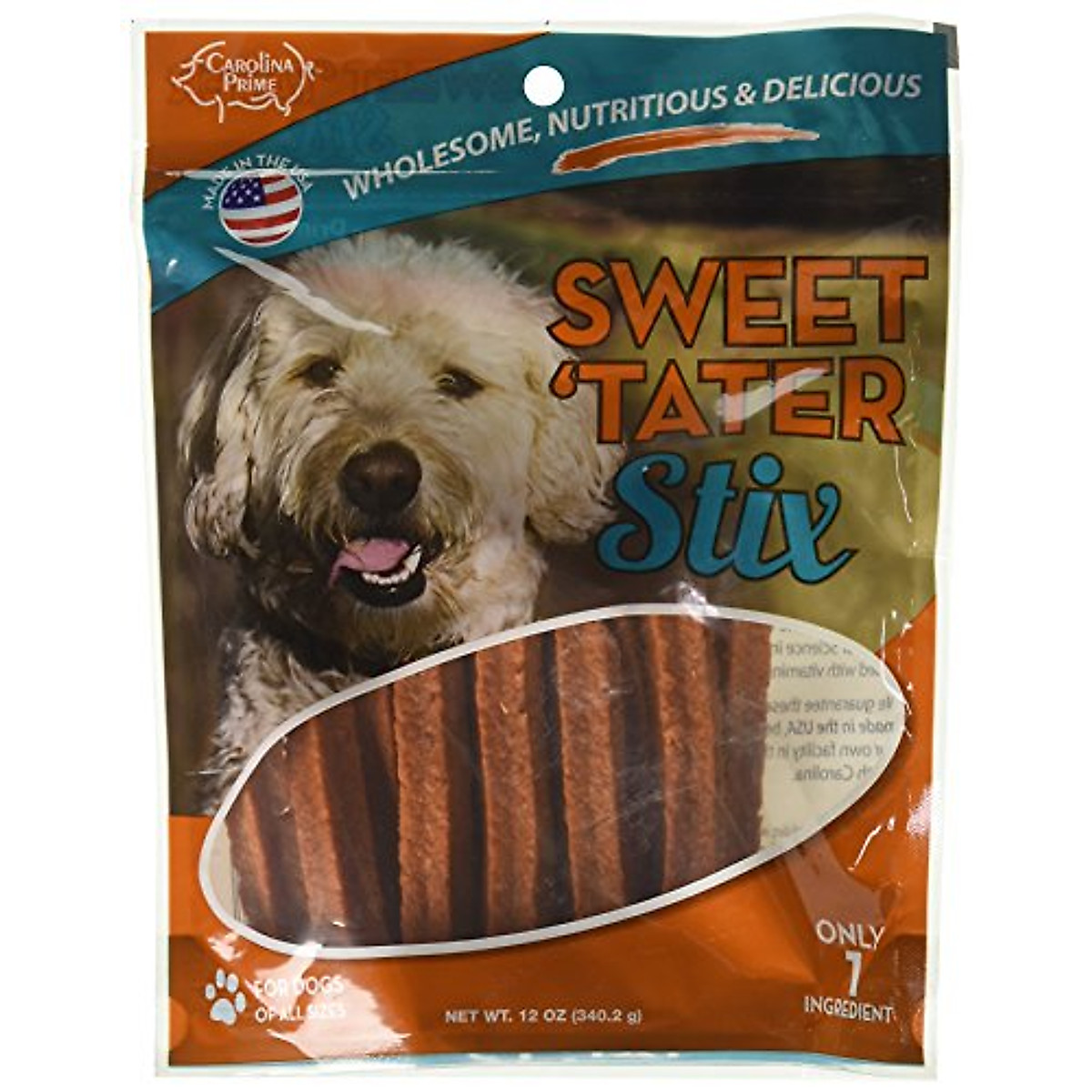 Carolina Prime Pet 45261 Sweet Tater Stix Treat For Dogs ( 1 Pouch), One Size , Brown