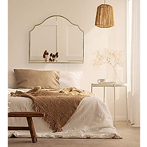 Kate and Laurel Leanna Glam Horizontal Wall Mirror, 27.5 x 31.5, Gold, Sophisticated Large Mirror for Wall