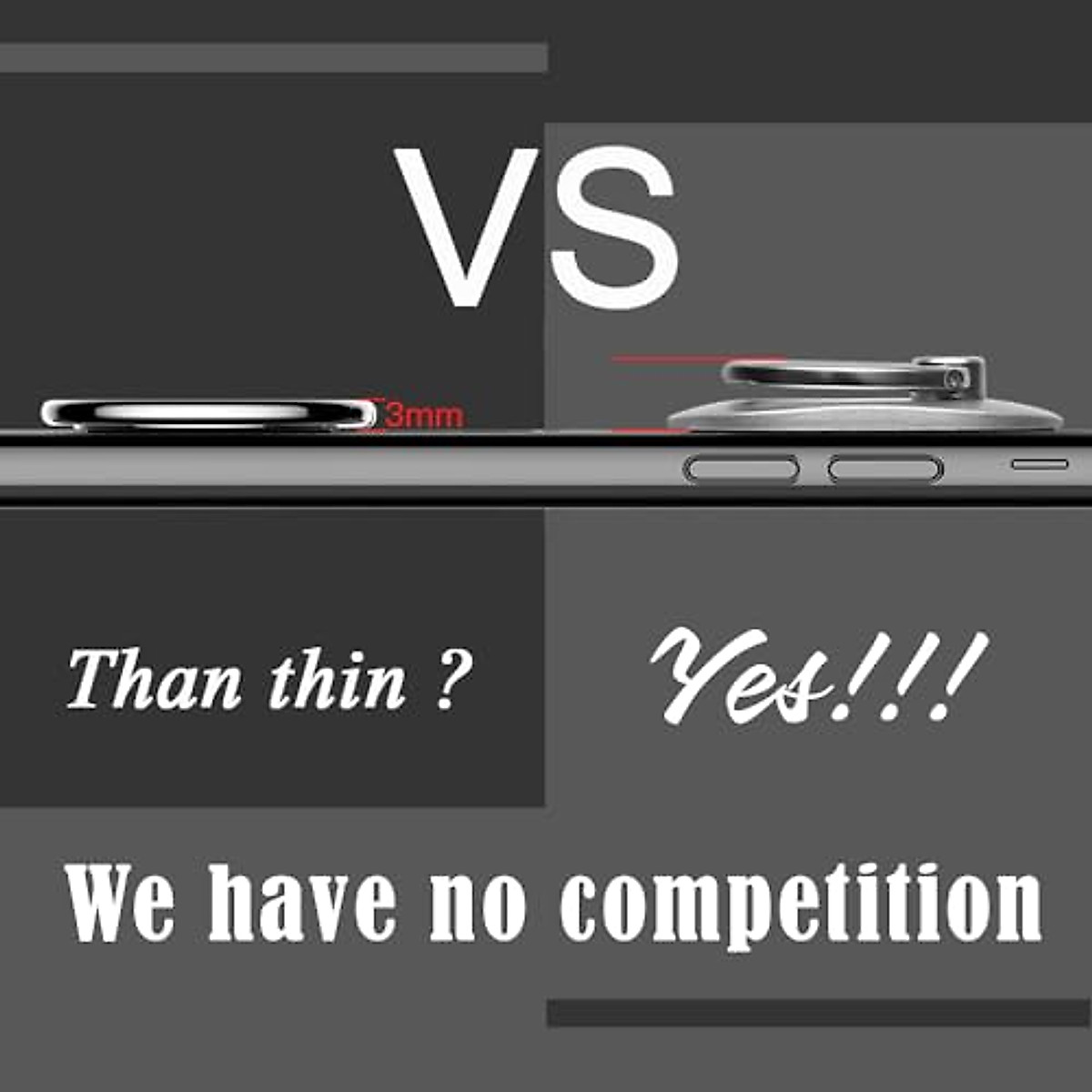 Thinnest Cell Phone Ring Holder Kickstand for iPhone & Samsung Galaxy, 360 Degree Rotation Finger Ring Stand Phone Grip for Magnetic Car Mount - Black