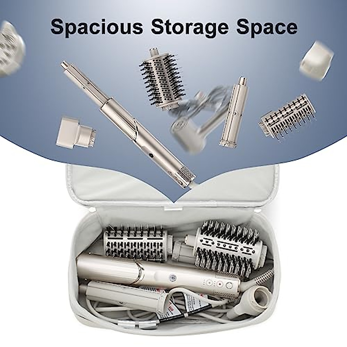 LANMU Carrying Case Compatible with Shark/Dyson Hair Dryer, Travel Bag Pouch Organizer for Airwrap/Flexstyle Styler Attachments