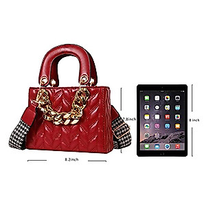 AyTotoro Purses and Handbags for Women Fashion Ladies PU Leather Top Handle Satchel Chain Shoulder Messenger Tote Bags (Small wine red)