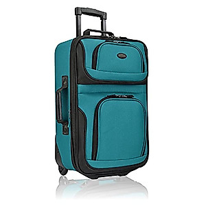 U.S. Traveler Rio Rugged Fabric Expandable Carry-on Luggage Set, Teal, 2 Wheel