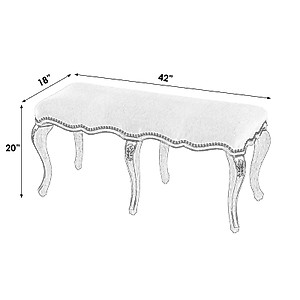 BOWERY HILL Traditional Wooden Upholstered 42" W Bench - Cherry Brown