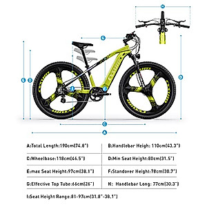 cysum CM520 29" Adult Electric Bike, Electric Mountain Bike, 500W Powerful Motor, Ebike Max Torque 55um, Men's E-MTB, 48V 14Ah Li-Battery, Ctiy Commuter Electric Bicycle, Max Range 80km (Black-Green)